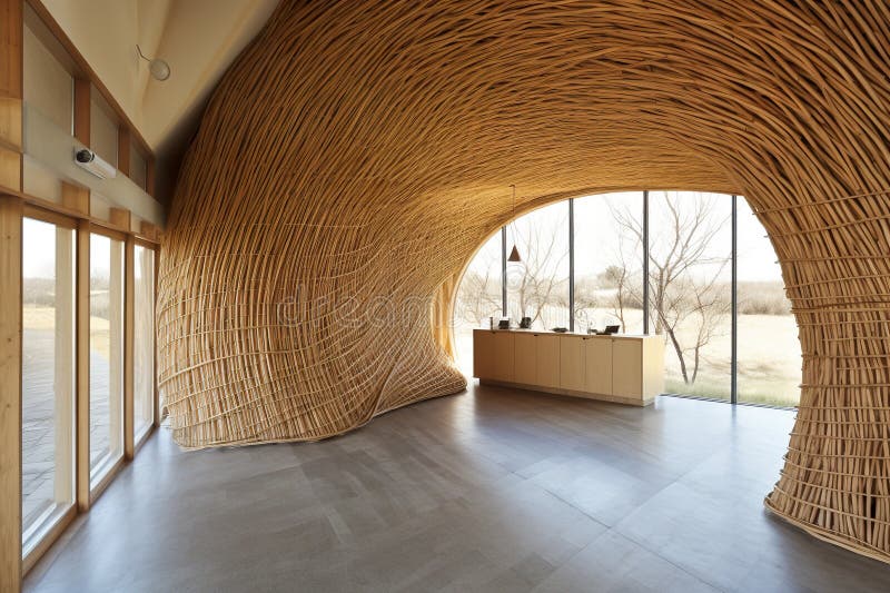 Willow and Reed Feature Wall in a Room. Generative AI Interior. Stock ...