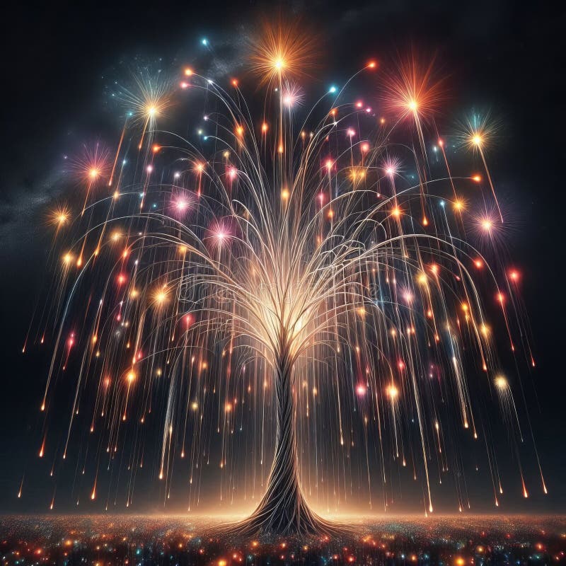 Willow Shells Large, Spherical Fireworks that Explode into Lon Stock ...