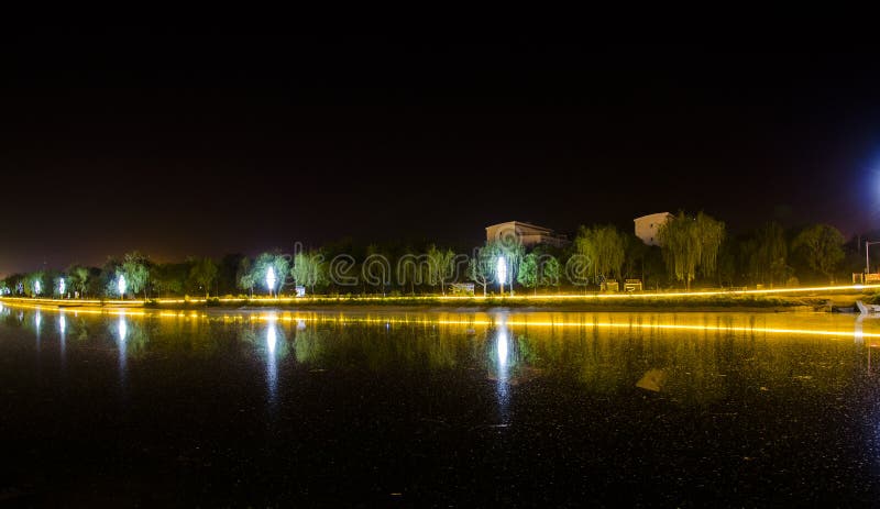 The Willow Shore, the Wind and the Moon Stock Photo - Image of river ...