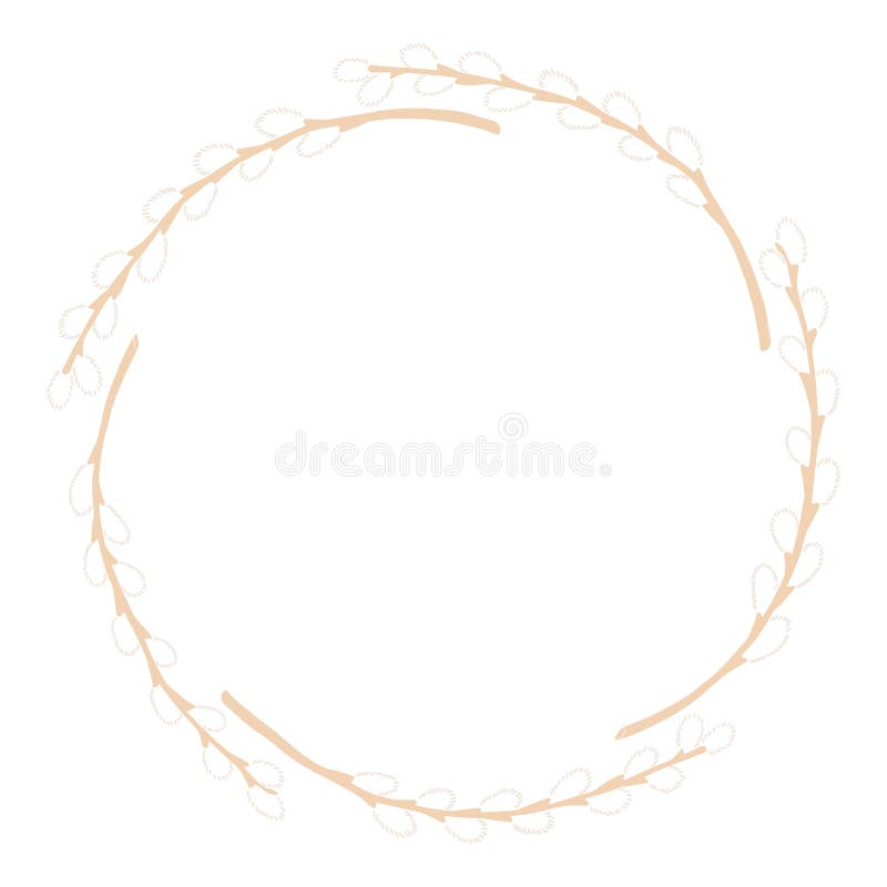 Willow Tree Branches with Catkins Circular Frame with Copy Space Stock ...