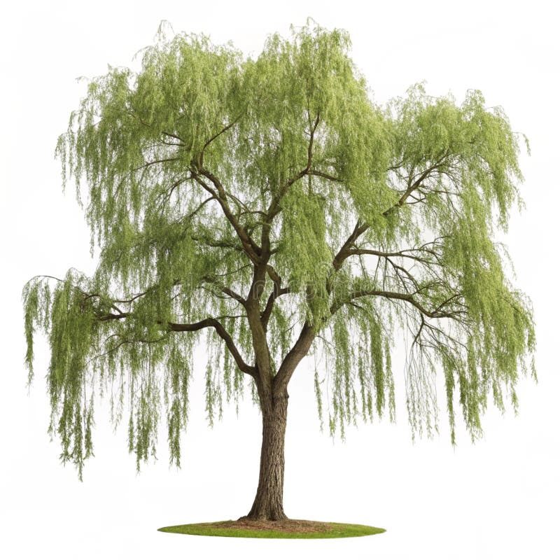 Willow Tree Isolated on White Background Stock Illustration ...