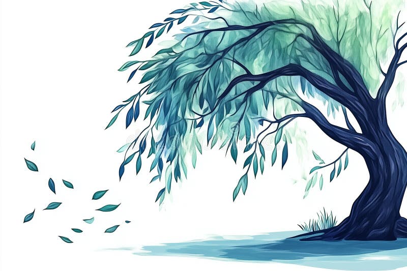 Willow Tree Shows Calm with Soft Leaves Stock Photo - Image of ...