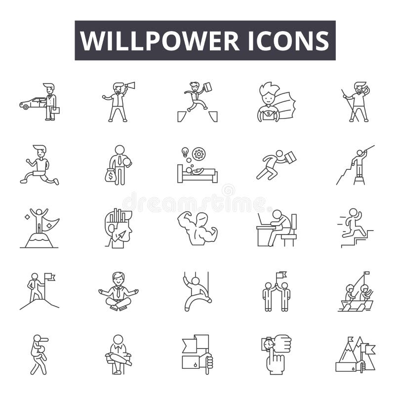 Willpower Line Icons, Signs, Vector Set, Outline Illustration Concept ...