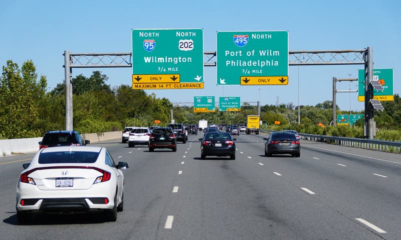 Wilmington, Delaware, U.S - September 8, 2024 - the Highway Signs on ...
