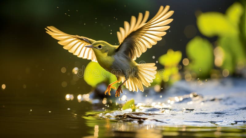 Wilson Warbler Catching an Insect Mid-flight. AI Generative Stock ...