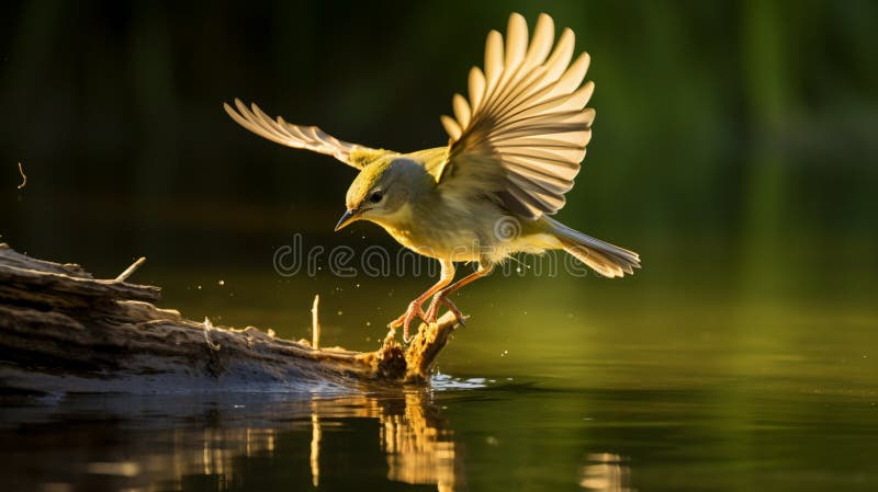 Wilsonâ€™s Warbler Catching an Insect Mid-flight. AI Generative Stock ...