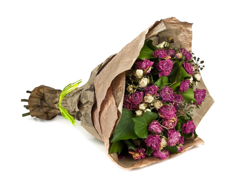 Wilted Bouquet of Flowers Isolated on White Background Stock Image ...