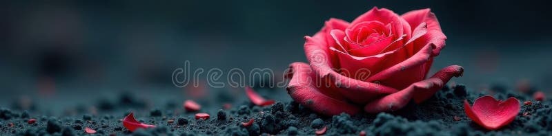 Wilted Rose, almost Completely Covered by Volcanic Ash, only a Few ...