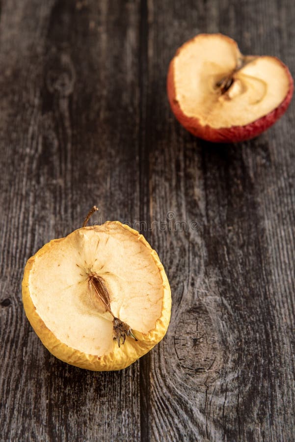 Red Wilted Rotten Half Apple Details. Close Up Photo Stock Photo ...