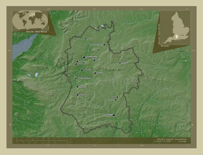Wiltshire, England - Great Britain. Wiki. Labelled Points of Cit Stock ...