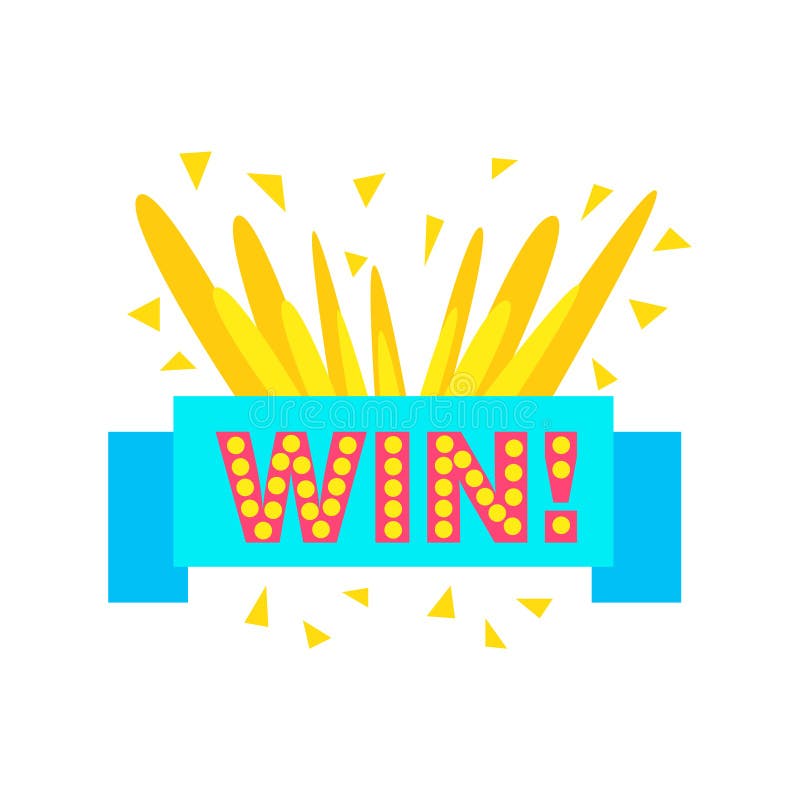 Win Congratulations Sticker Blue Ribbon Design Template Video Game ...