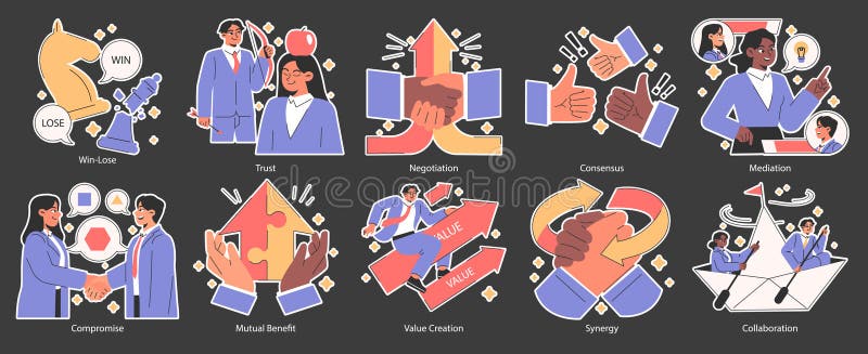 Win-win Dark or Night Mode Set. Professionals, Employees Navigate Stock ...