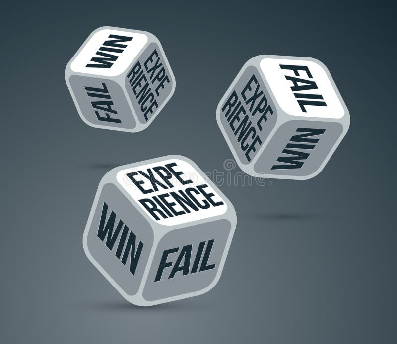 Win or Fail or Experience Dice Rolling Vector Illustration. Stock ...