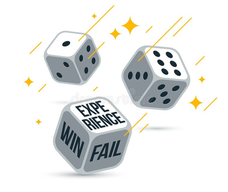 Win or Fail or Experience Dice Rolling Vector Illustration. Stock ...