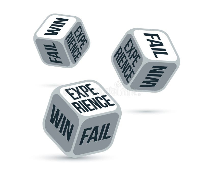 Win or Fail or Experience Dice Rolling Vector Illustration. Stock ...