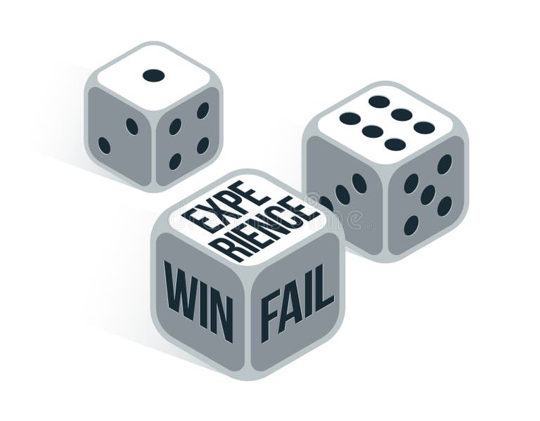 Win or Fail or Experience Dice Rolling Vector Illustration. Stock ...