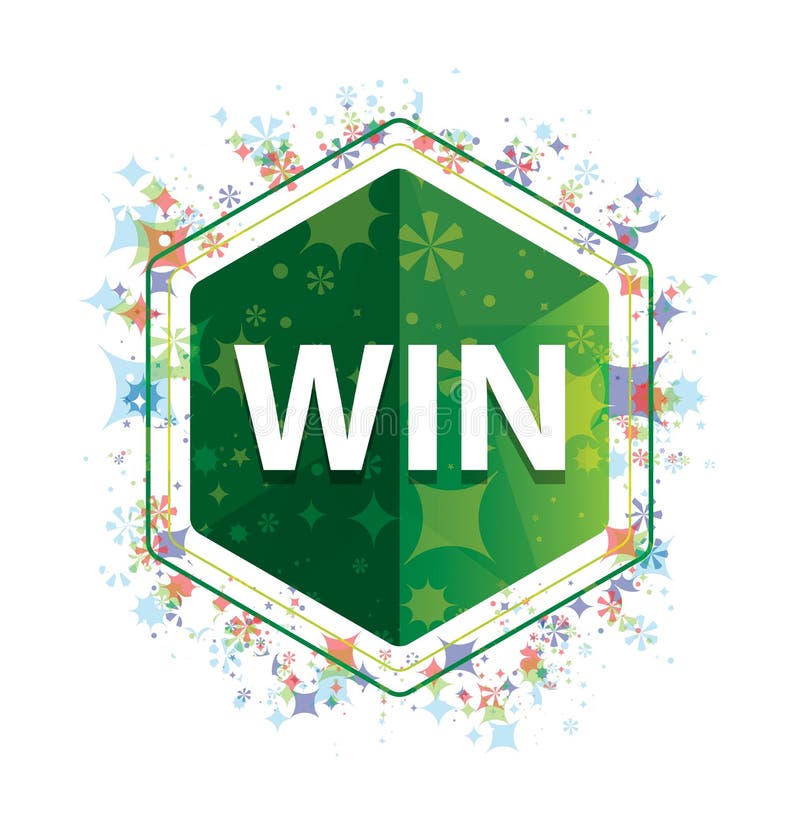 Win Floral Plants Pattern Green Hexagon Button Stock Illustration ...