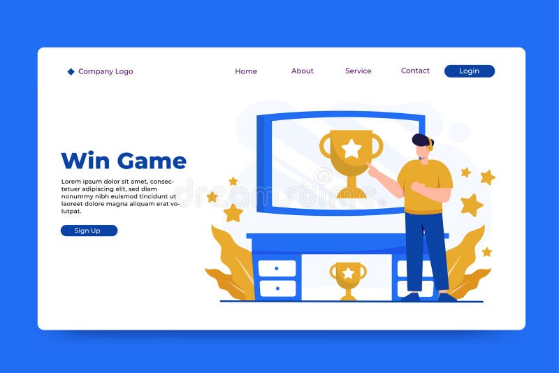 Win Game Concept Landing Page Template Stock Vector - Illustration of ...