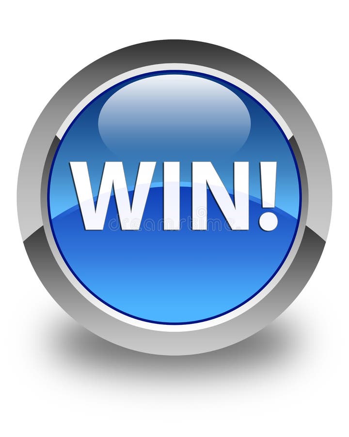 Win Glossy Blue Round Button Stock Illustration - Illustration of round ...