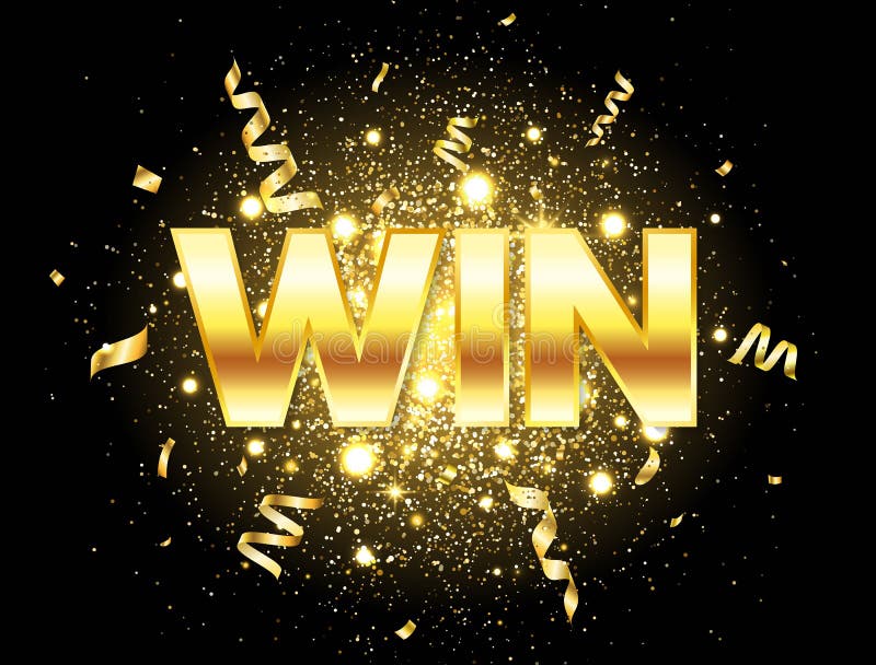 Win Golden Text with Glitter, Sparkles and Falling Confetti. Bright ...