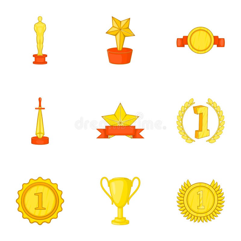 Win Icons Set, Cartoon Style Stock Vector - Illustration of prize ...