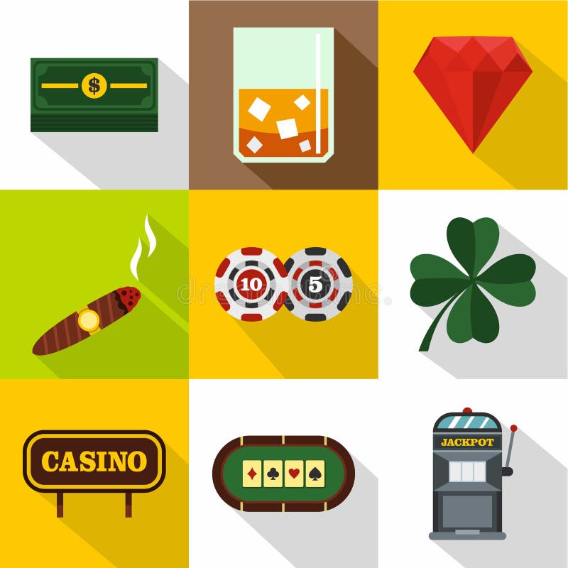 Win icons set, flat style stock vector. Illustration of bundle - 84622828