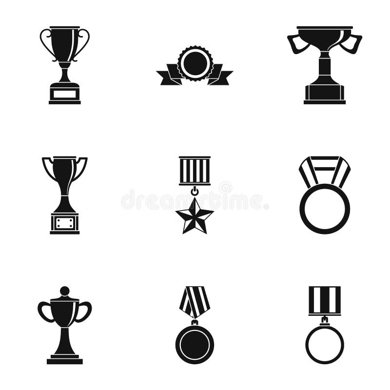Win Icons Set, Simple Style Stock Vector - Illustration of competition ...