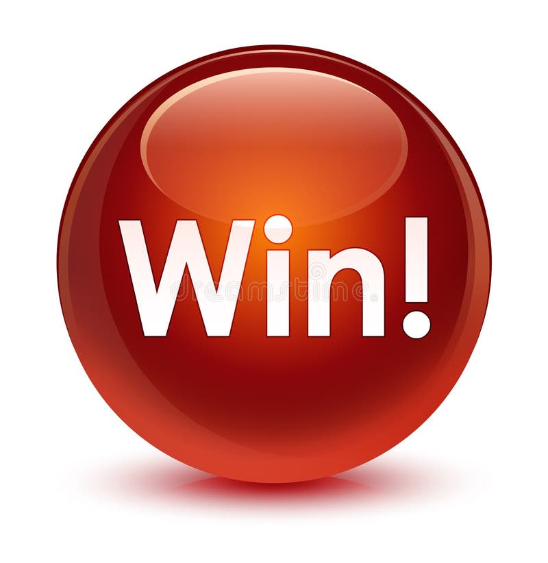 Win Glassy Brown Round Button Stock Illustration - Illustration of word ...