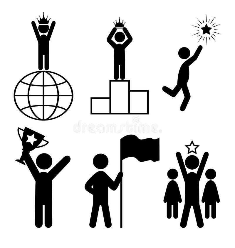 People Man with Flag on Diagram Flat Icons Pictogram Isolated on Stock ...