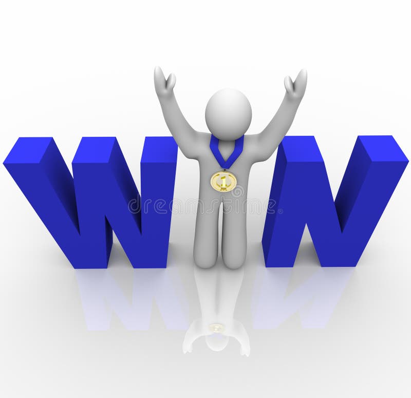 Win - Person with Medal in Word Stock Illustration - Illustration of ...