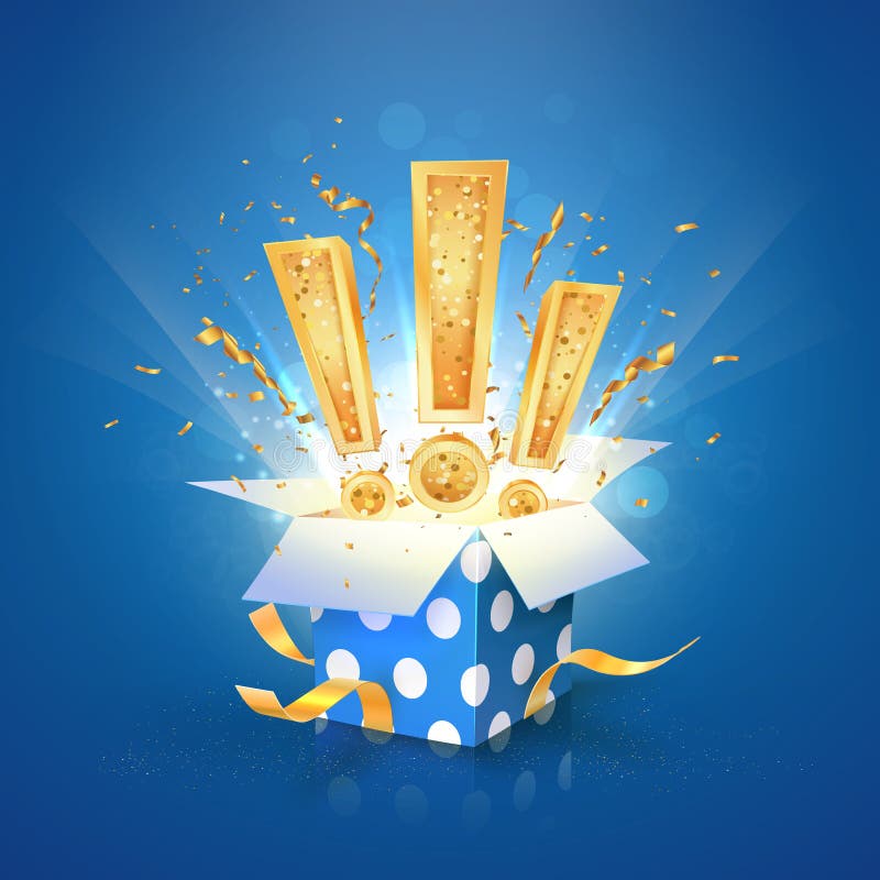 Win a Prize Giftbox Vector Illustration. Open Textured Blue Box with ...