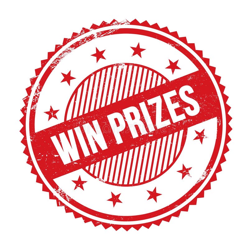 WIN PRIZES Text Written on Red Grungy Round Stamp Stock Illustration ...