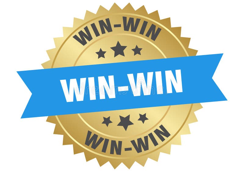 Win-win. Win-win Round Blue and Gold Label Isolated on Transparent ...