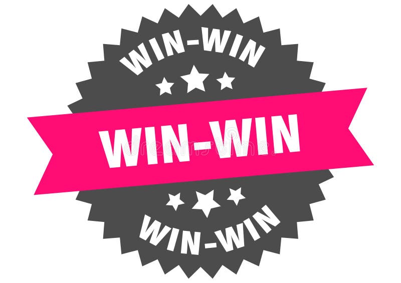 Win-win. Win-win Round Pink Label Isolated on Transparent Background ...