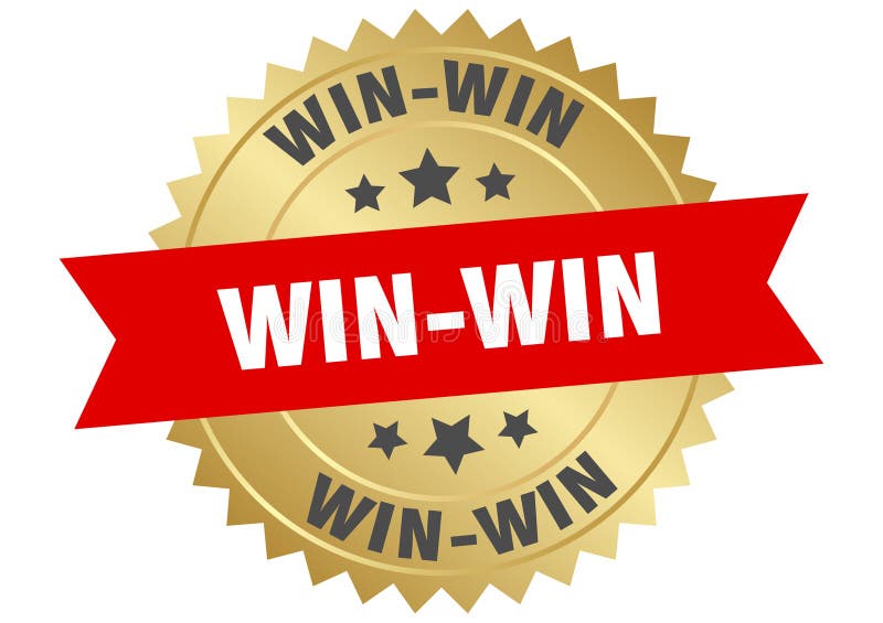 Win-win. Win-win Round Red and Gold Label Isolated on Transparent ...