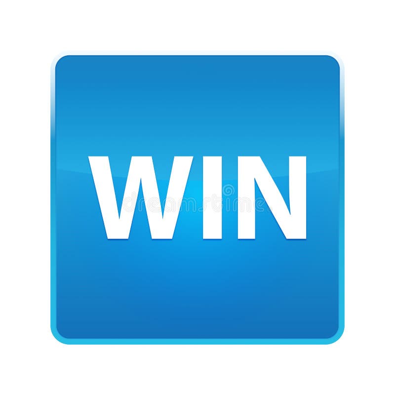Win Shiny Blue Square Button Stock Illustration - Illustration of ...