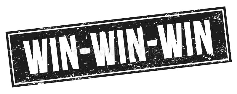 WIN-WIN-WIN Text on Black Grungy Rectangle Stamp Stock Illustration ...