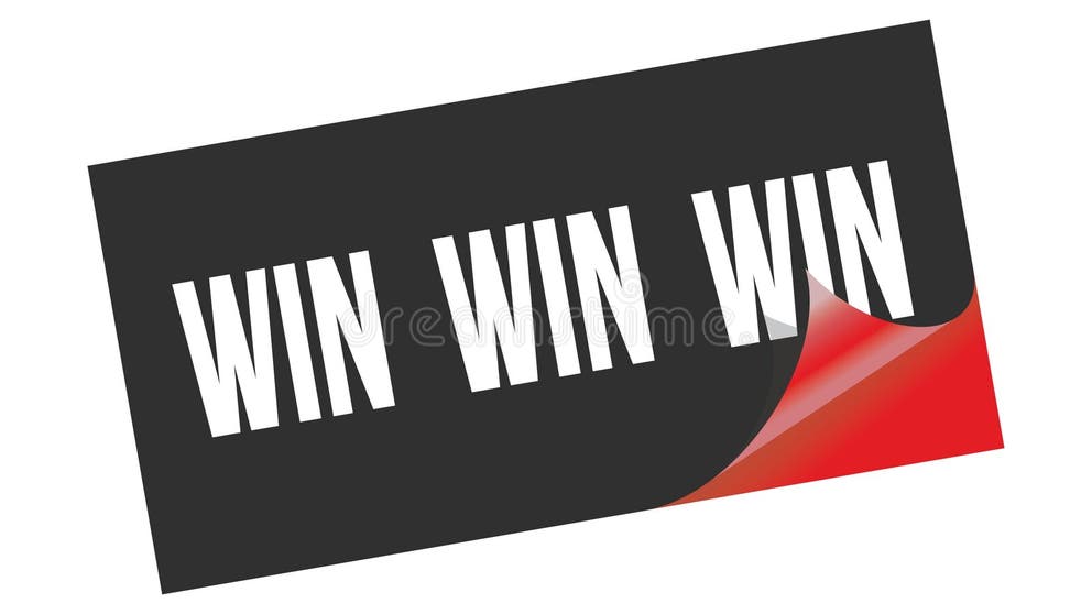 WIN WIN WIN Text on Black Red Sticker Stamp Stock Illustration ...