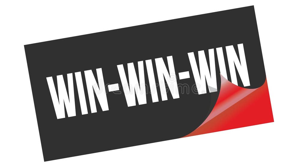 WIN-WIN-WIN Text on Black Red Sticker Stamp Stock Illustration ...