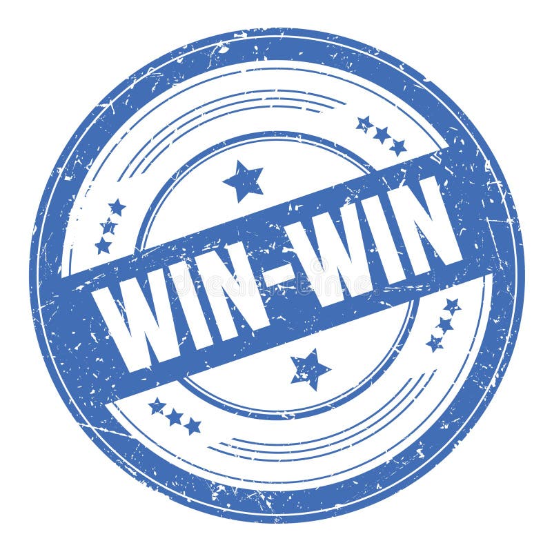 WIN-WIN Text on Blue Round Grungy Stamp Stock Illustration ...