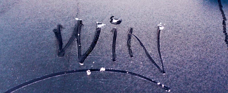 Win Text on a Frosty Car Glass Stock Image - Image of goal, mornin ...