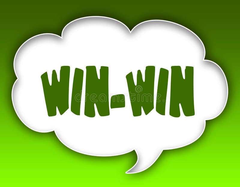 WIN WIN Message on Speech Cloud Graphic. Green Background Stock ...