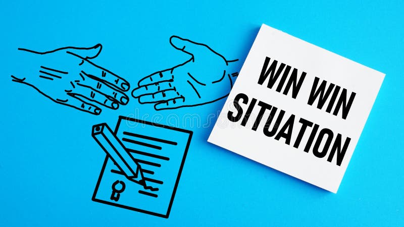 Win Win Situation is Shown Using the Text and Picrture of Handshake ...