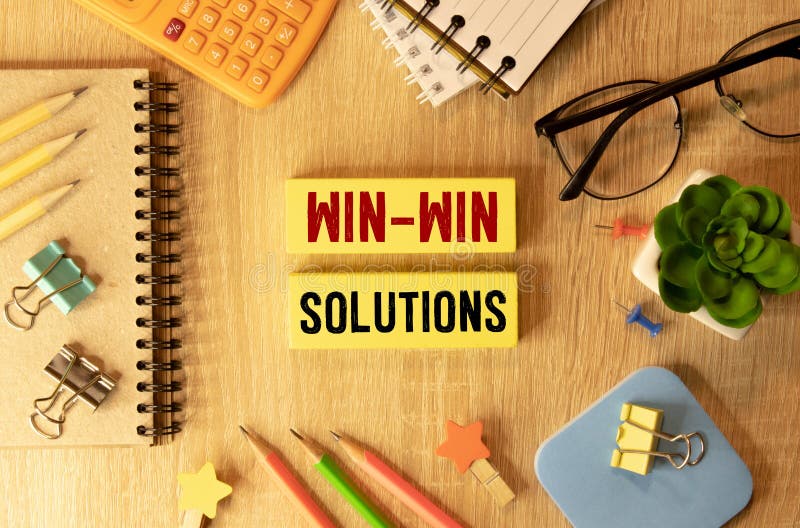 Win-win Solution - Negotiation or Conflict Resolution Concept - Isolated Words in Vintage Wood ...