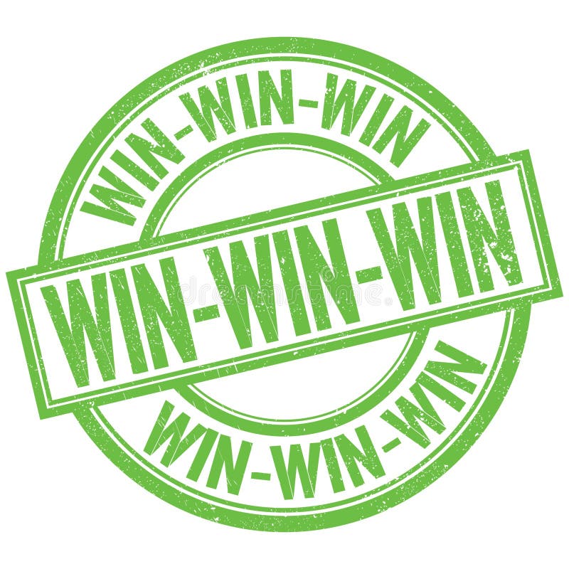 WIN-WIN-WIN Written Word on Green Stamp Sign Stock Illustration ...