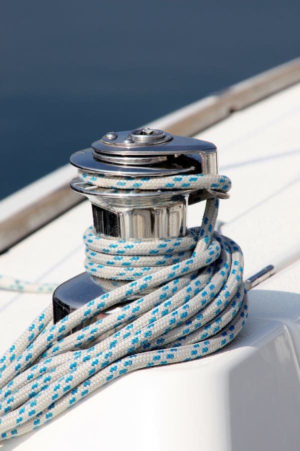 Winch on sailing yacht stock image. Image of deck, rope - 21363645
