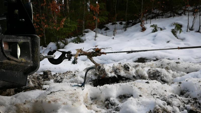Winch Cable Breaks from Strong Tension when Pulling the Car Stock Video ...