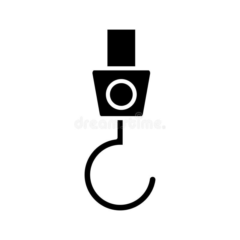 Winch Hook Icon Set. Crane Construction Lift Vector Symbol in a Black ...