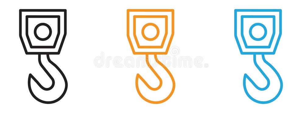 Winch Hook Icon Thin Line Illustration Set Stock Vector - Illustration ...