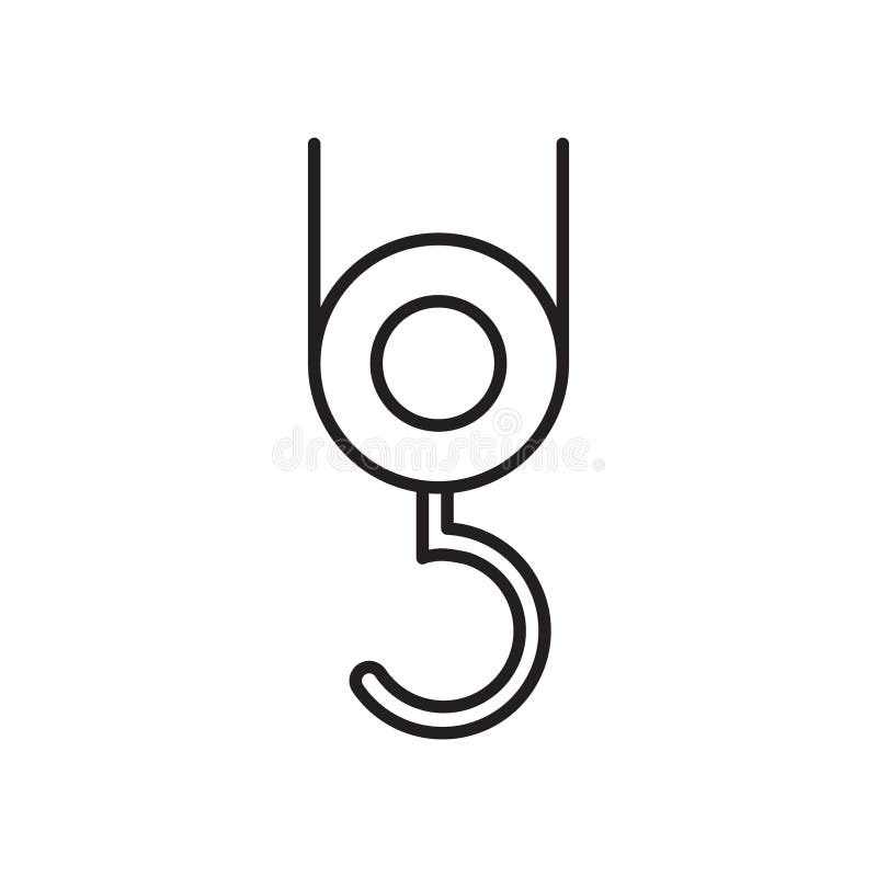 Winch Hookline in Thin Line Black Color. Flat Simple Vector Symbols ...